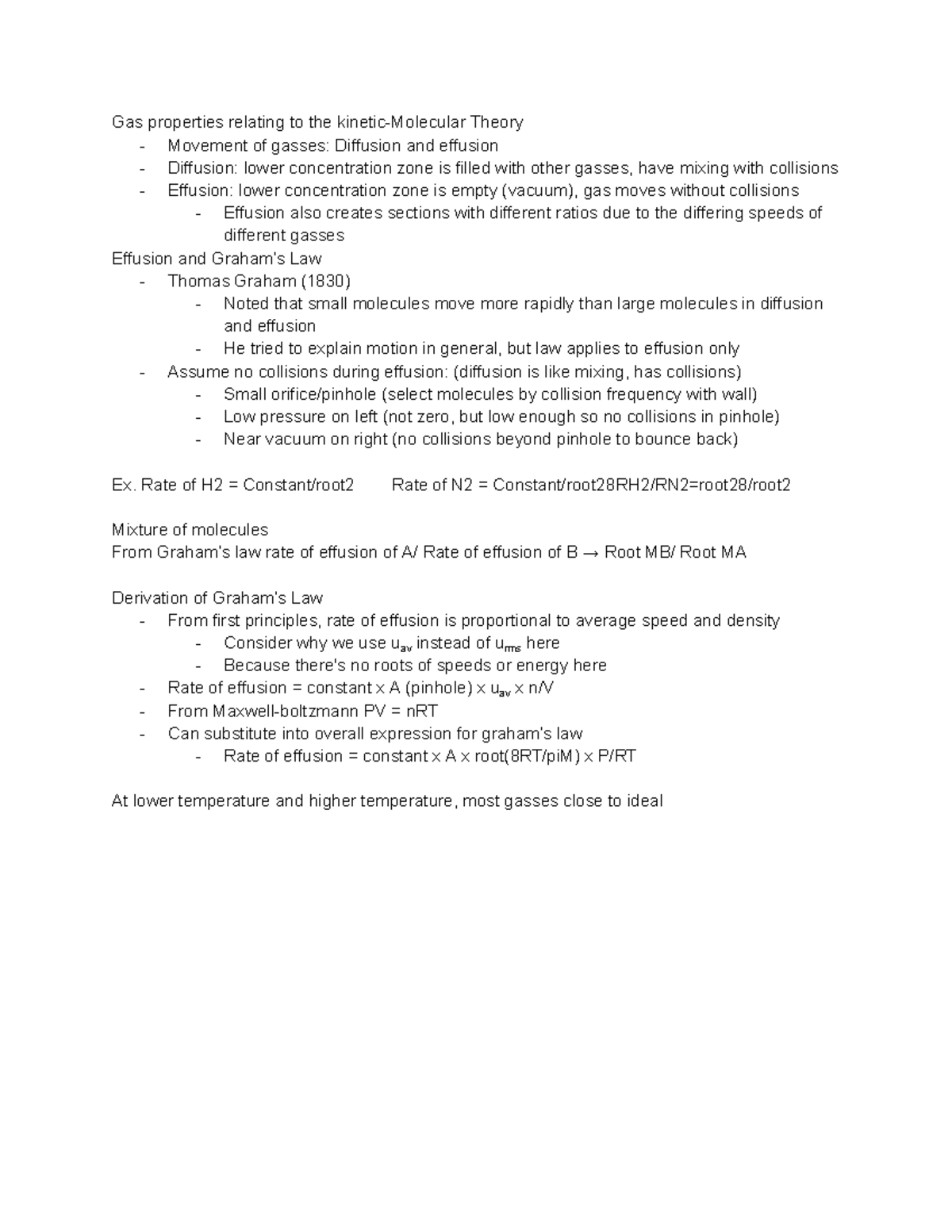 Chem 112 Oct 3 - Notes on gas laws from chem 112 - Gas properties ...