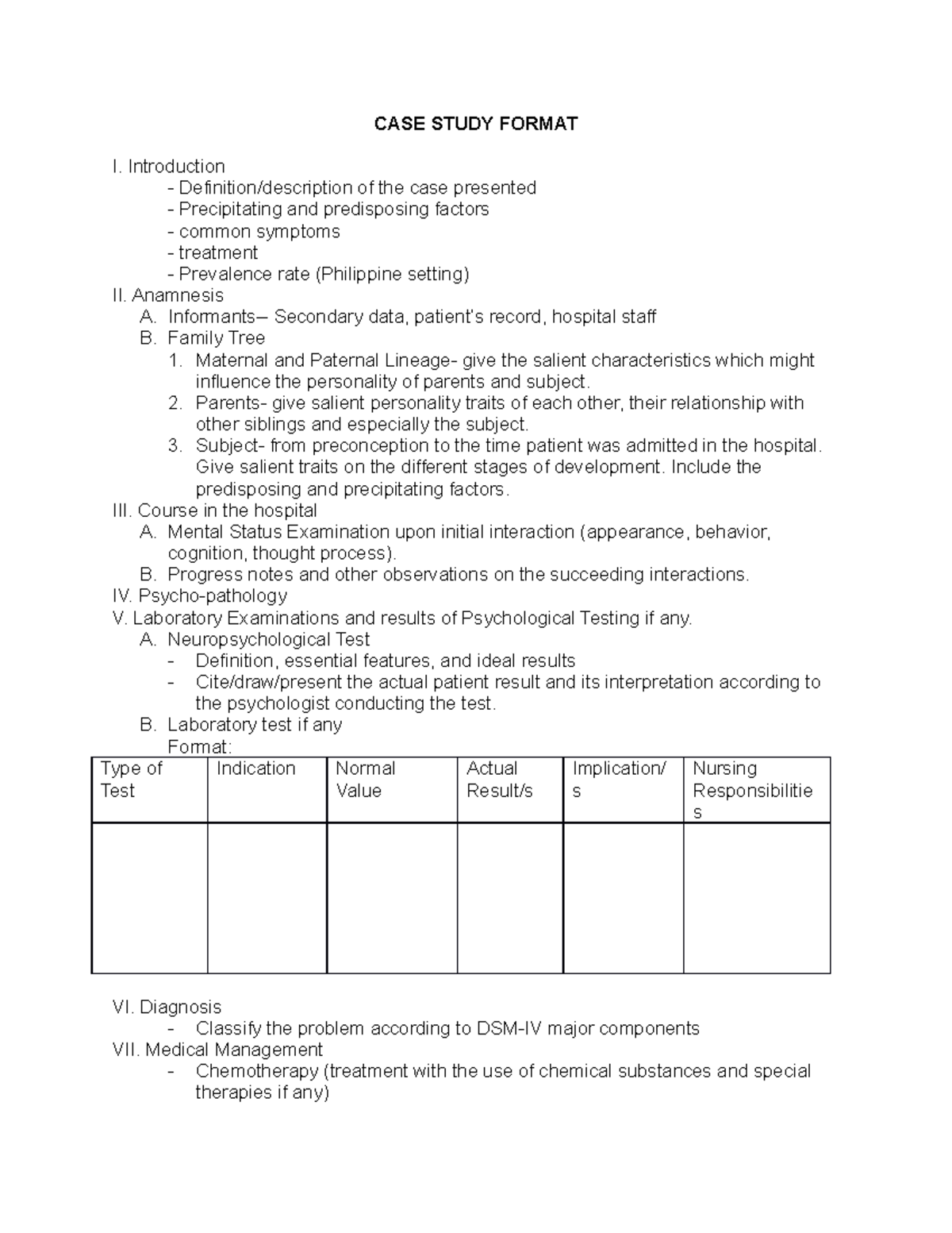CASE- Study- Format - BagzjkanNams - CASE STUDY FORMAT I. Introduction ...