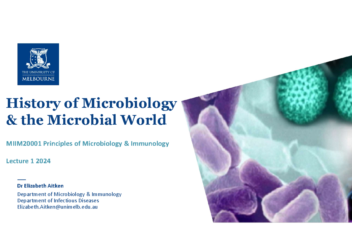 L1-B MIIM2000 1 History of Microbiology EA 2024 - History of ...