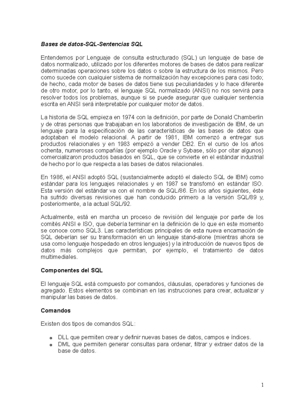 3 parcial (módulo 3) - Bases de datos-SQL-Sentencias SQL Entendemos por ...