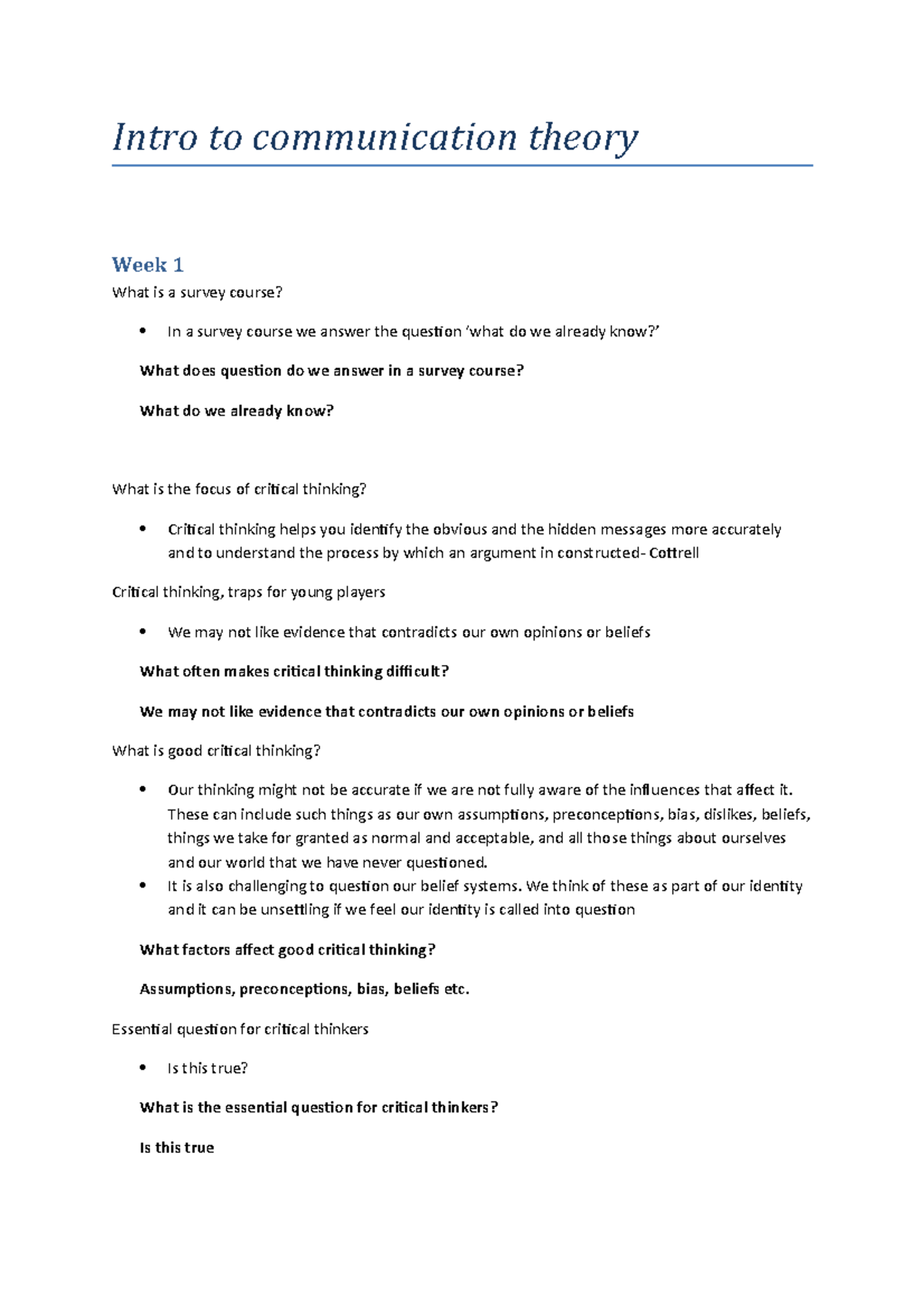 Intro to communication theory - These can include such things as our ...