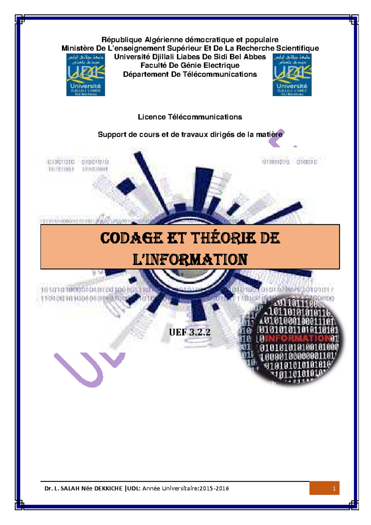 Cours TD codage theorie information - et populaire De Et De La ...