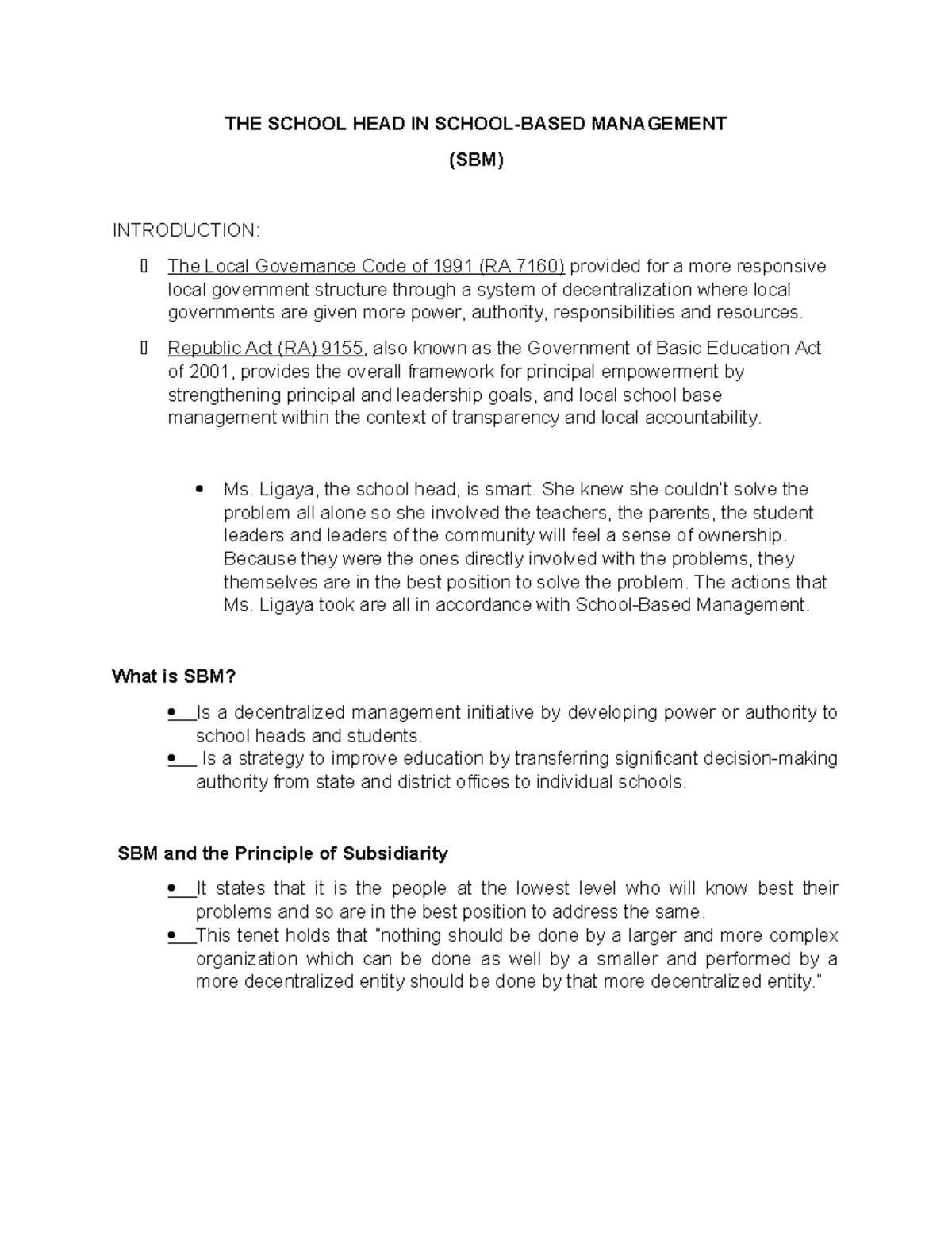 THE School HEAD IN School handouts 1 - THE SCHOOL HEAD IN SCHOOL-BASED ...