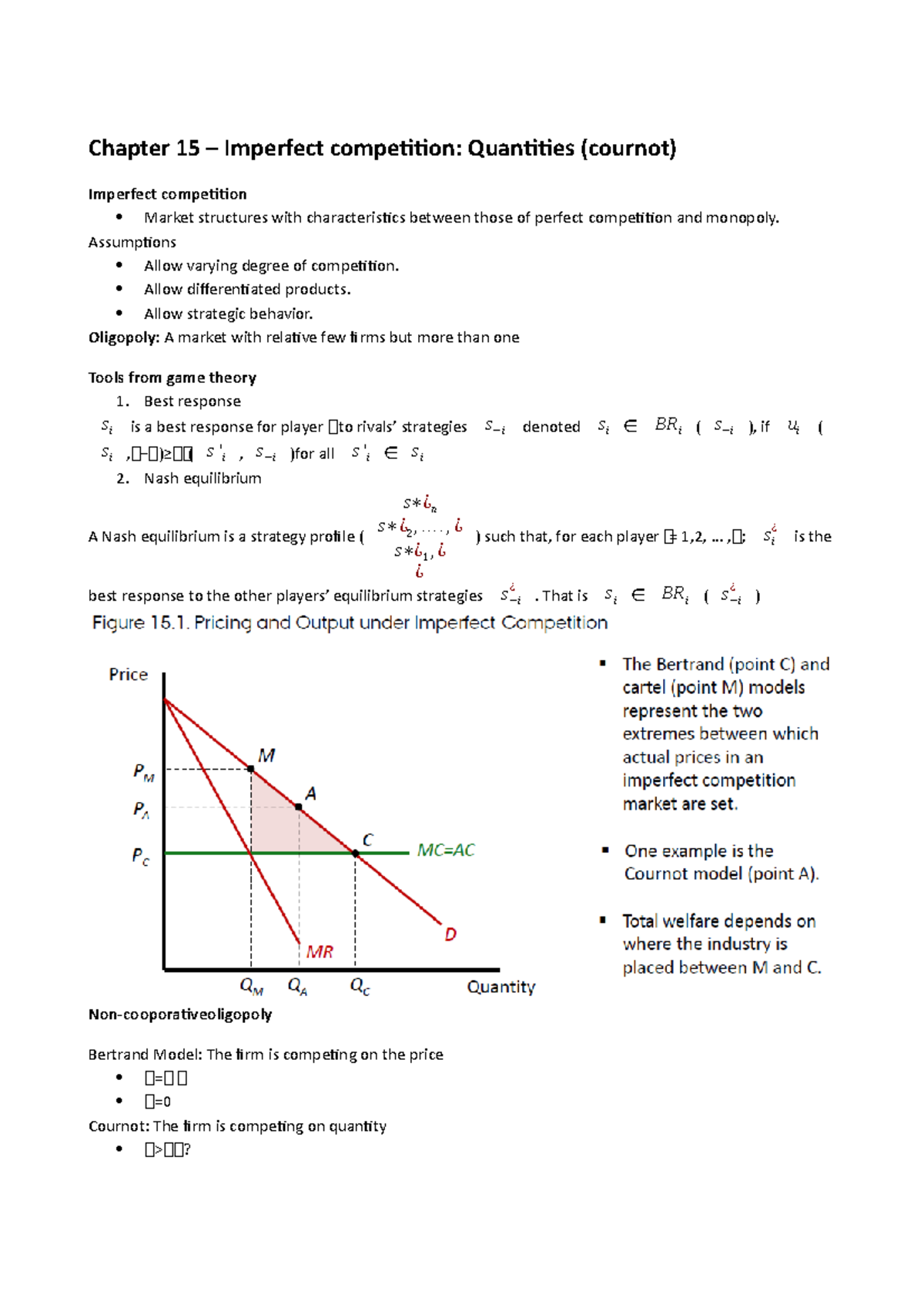 Chapter 15 - Imperfect competition (Cournot) - Chapter 15 Imperfect ...
