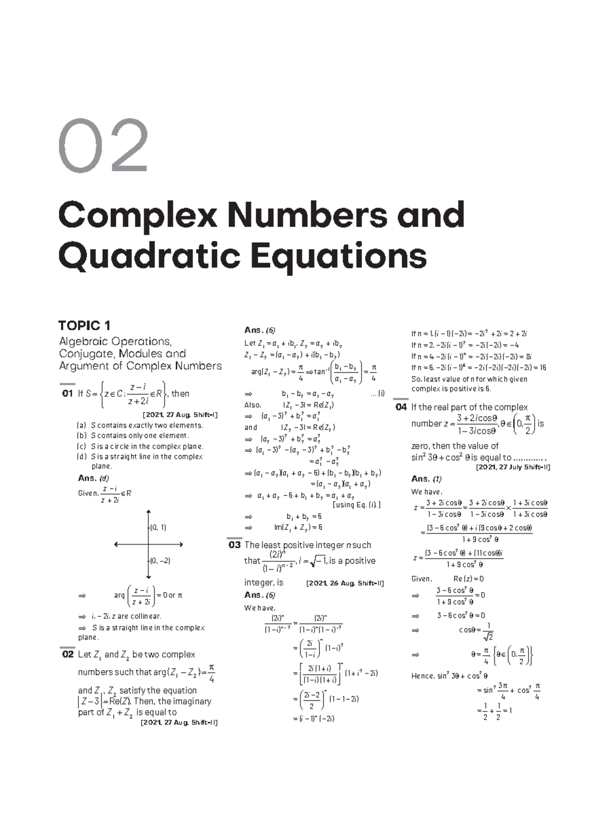 2. Complex Numbers And Quadratic Equations - ####### 01 If S z C ...