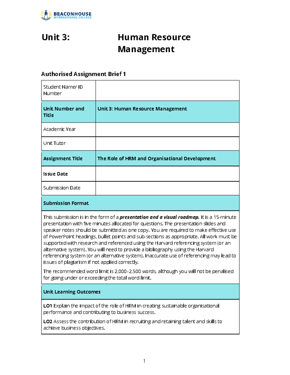 Unit 3 Human Resource Management - Unit 3: Human Resource Management ...