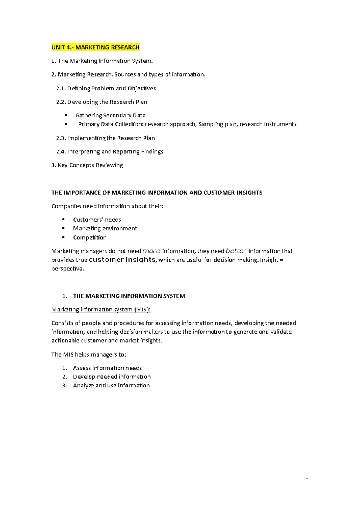 UNIT 4 Marketing Research Upo 2021 2022 - UNIT 4.- MARKETING RESEARCH ...