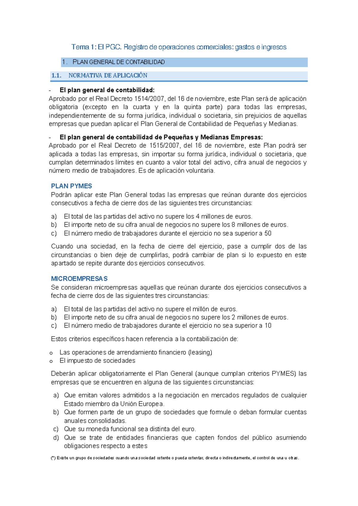 Parte 1 Tema 1 - Resumen tema 1 - Tema 1: El PGC. Registro de operaciones comerciales: gastos e ...