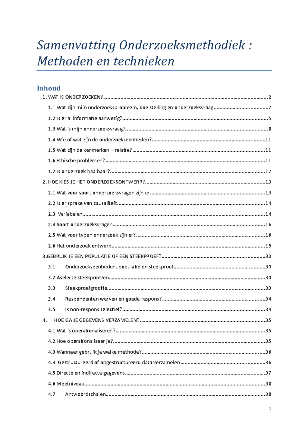 Samenvatting-Onderzoeksmethodiek-1 facility management 2de jaar (2022 ...