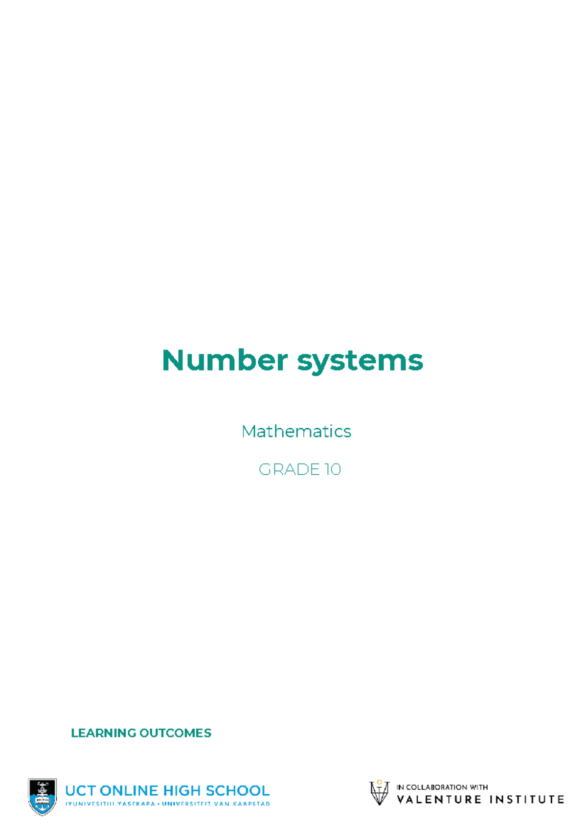 G10 Mathematics M1 1 - Test Your Knowledge in Maths - Number systems ...