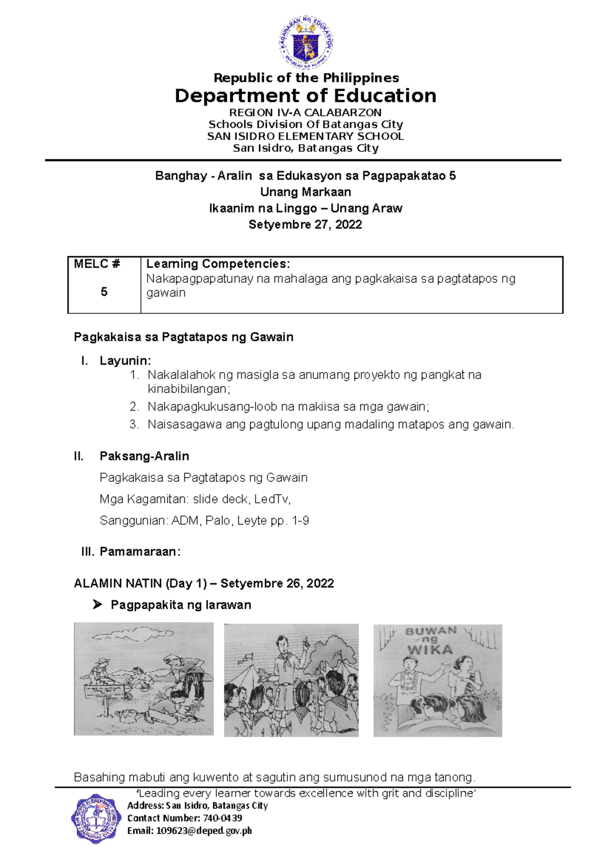 ESP-WEEK-6 - LP FOR ELEM - Department of Education REGION IV-A ...