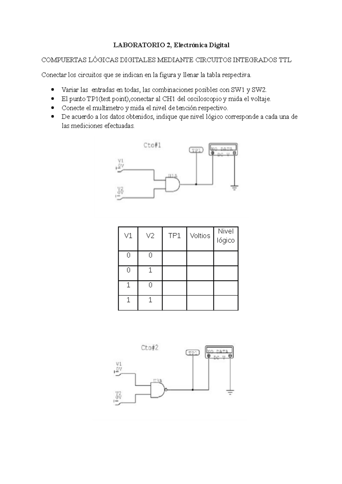 Lab2ED - asfasfd - LABORATORIO 2, Electrónica Digital COMPUERTAS ...
