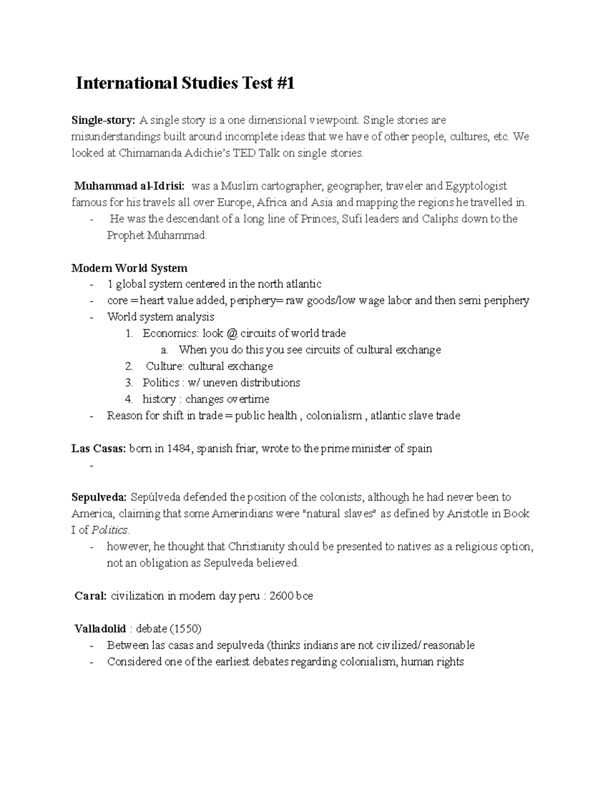 Intl studies 1st test study guide - International Studies Test Single ...