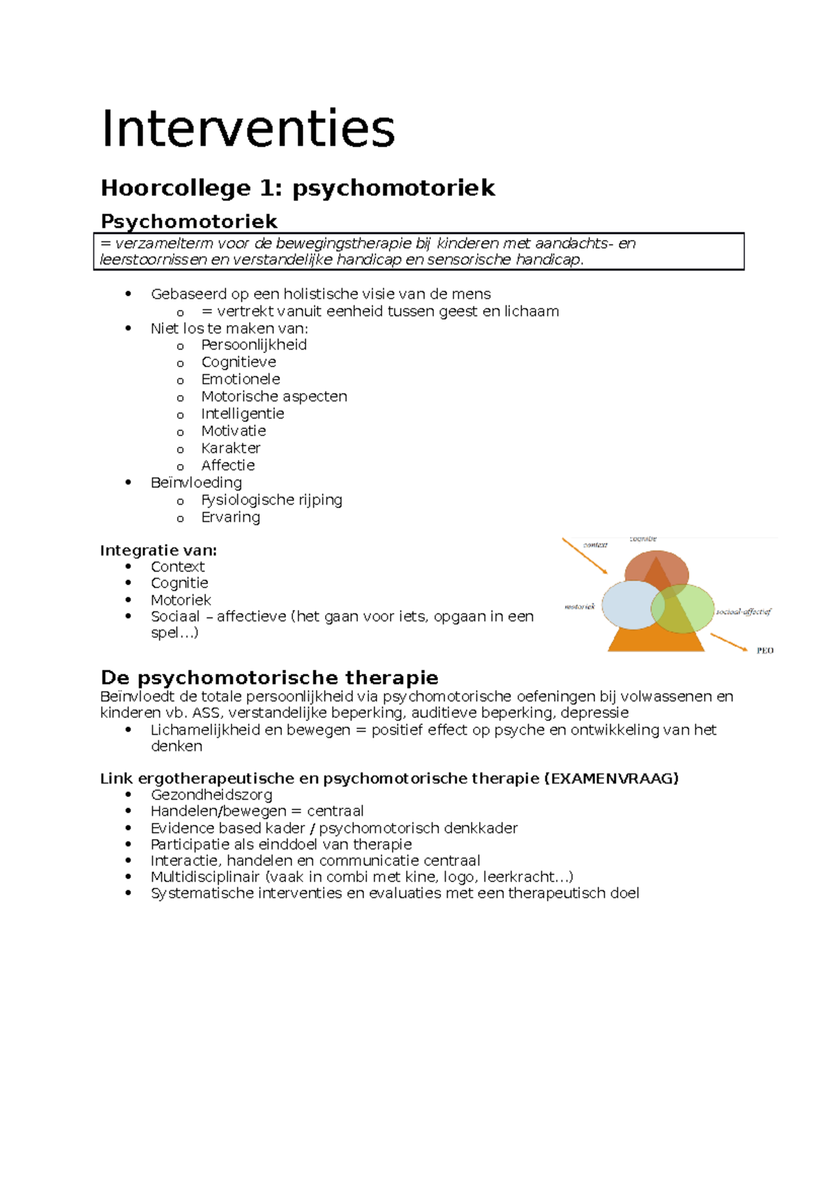Samenvatting - interventies - Interventies Hoorcollege 1 ...