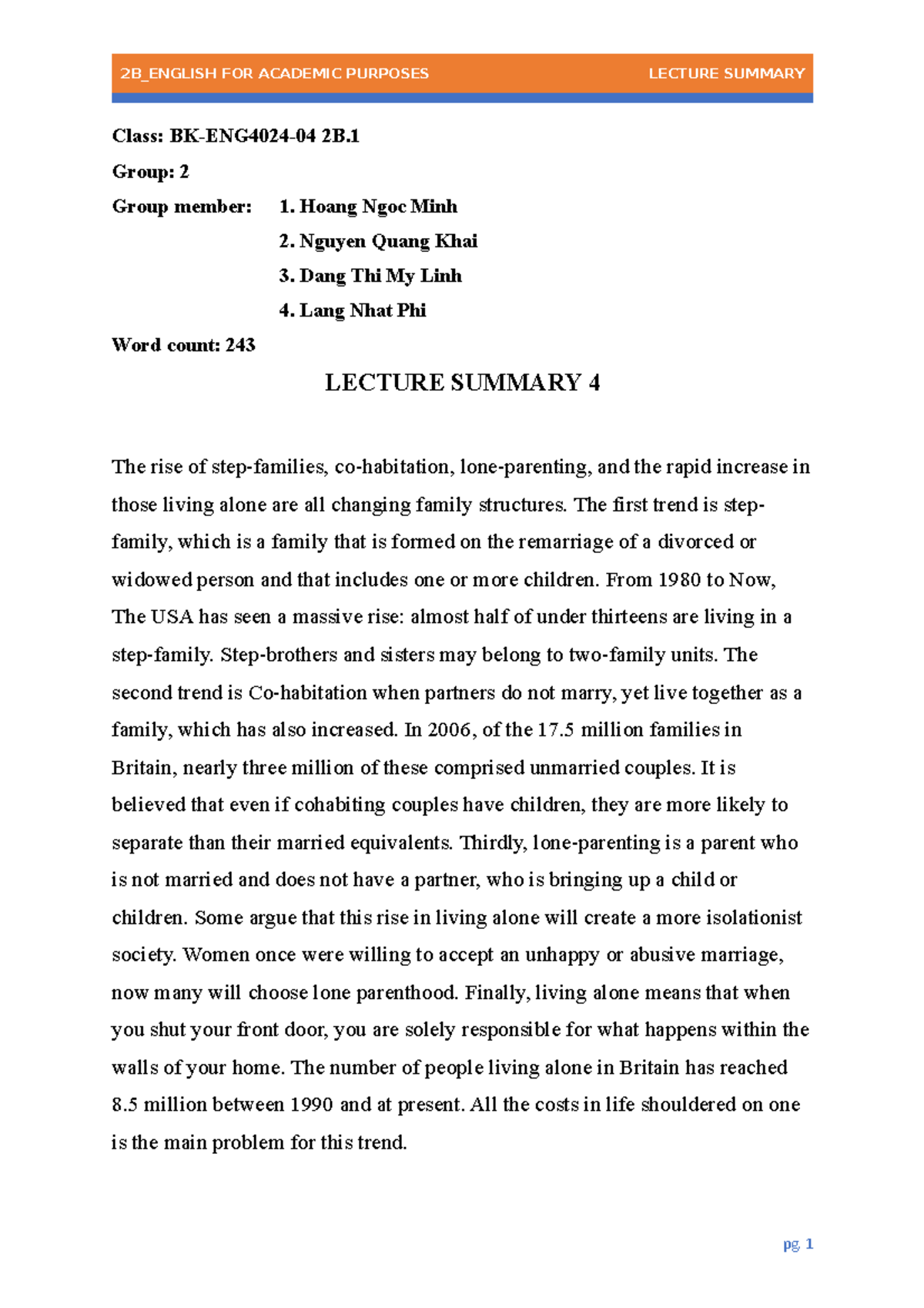Lecture Summary 4 - Group 2 - 2B_ENGLISH FOR ACADEMIC PURPOSES LECTURE ...