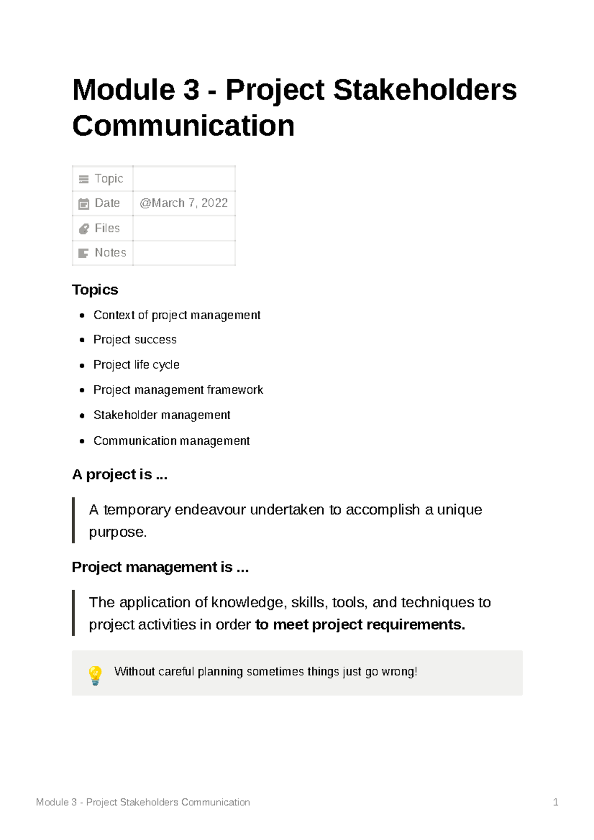 Module 3 - Project Stakeholders Communication - Module 3 - Project ...