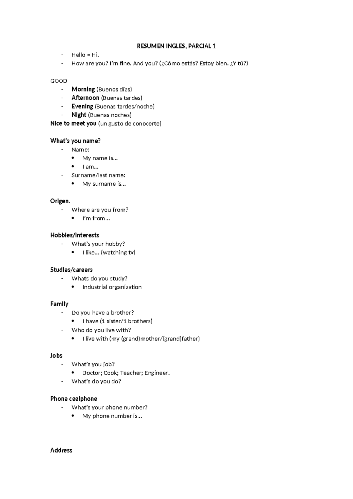 Resumen Ingles (Recuperado automáticamente) - RESUMEN INGLES, PARCIAL 1 ...