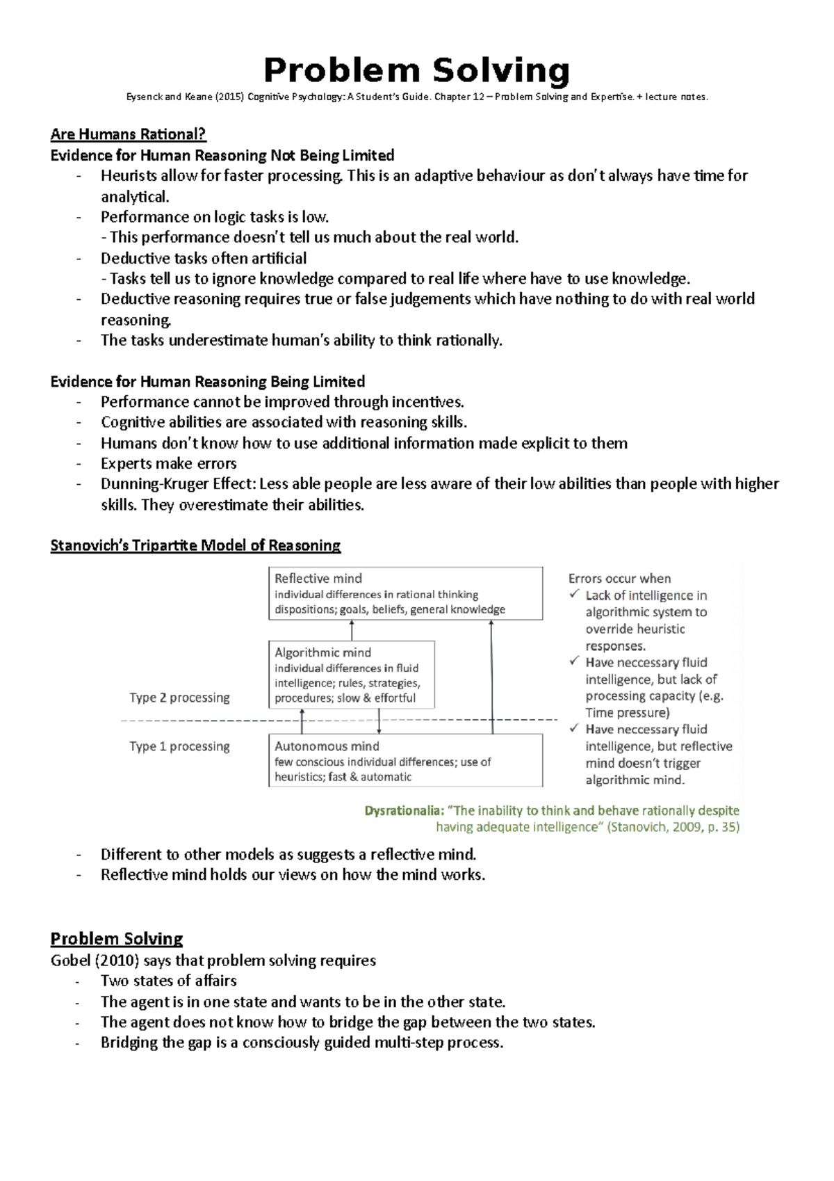 Problem Solving - Problem Solving Eysenck and Keane (2015) Cognitive ...