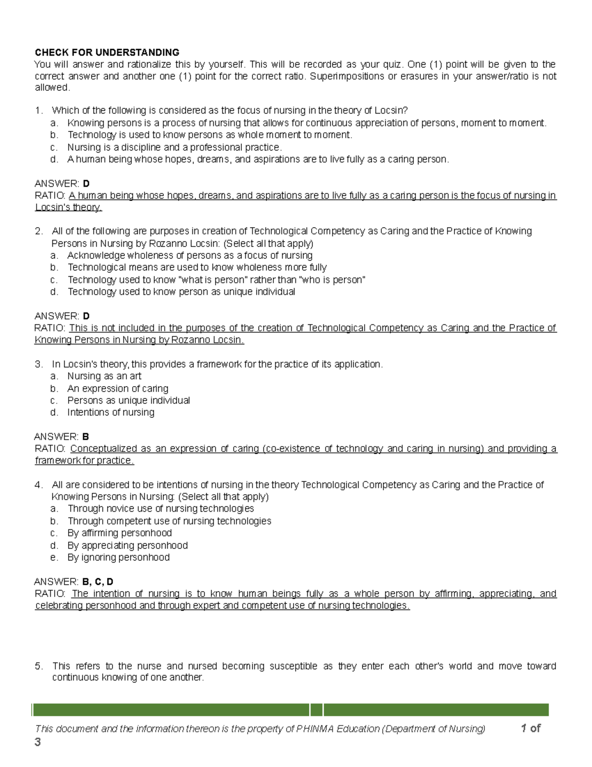 SAS 17 - TFN - .... - CHECK FOR UNDERSTANDING You will answer and ...