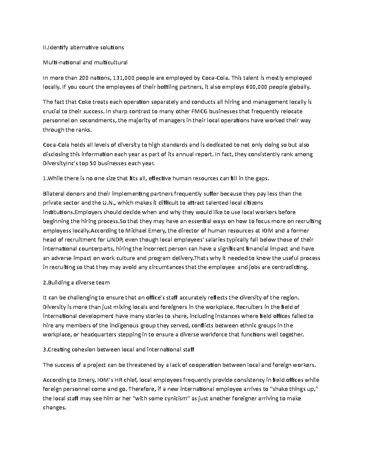 II. Identify alternative solution - II alternative solutions Multi ...
