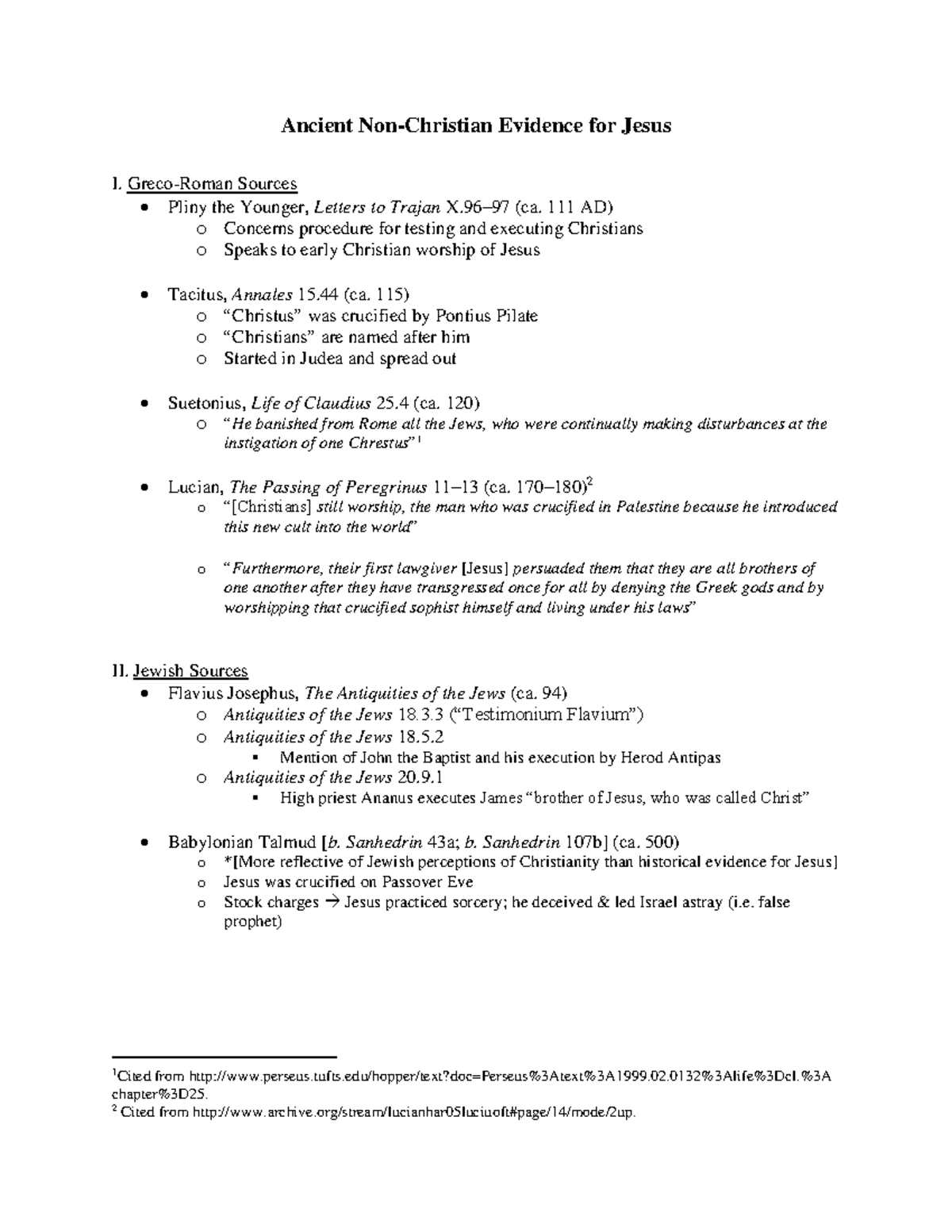 Ancient Non Christian Evidence For Jesus - Greco-Roman Sources Pliny ...