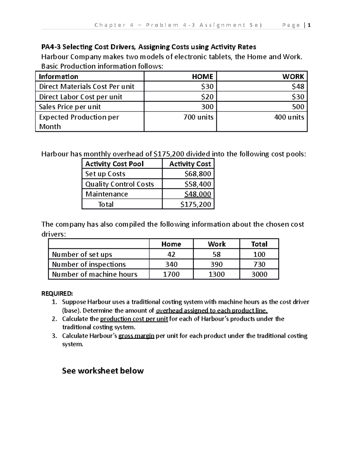 1 ACG204.Ch4.P4.3 assignment.Questions 1 - C h a p t e r 4 – P r o b l ...