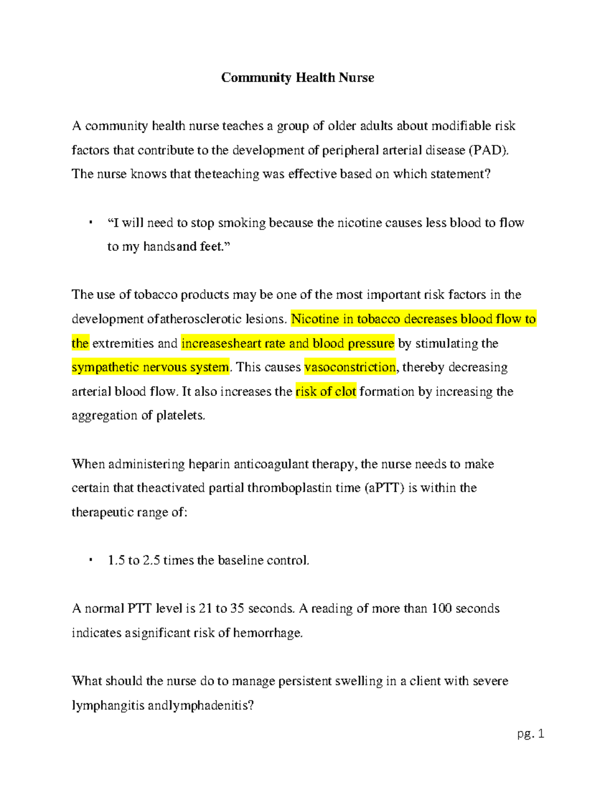 Community Health Nurse - The nurse knows that the teaching was ...