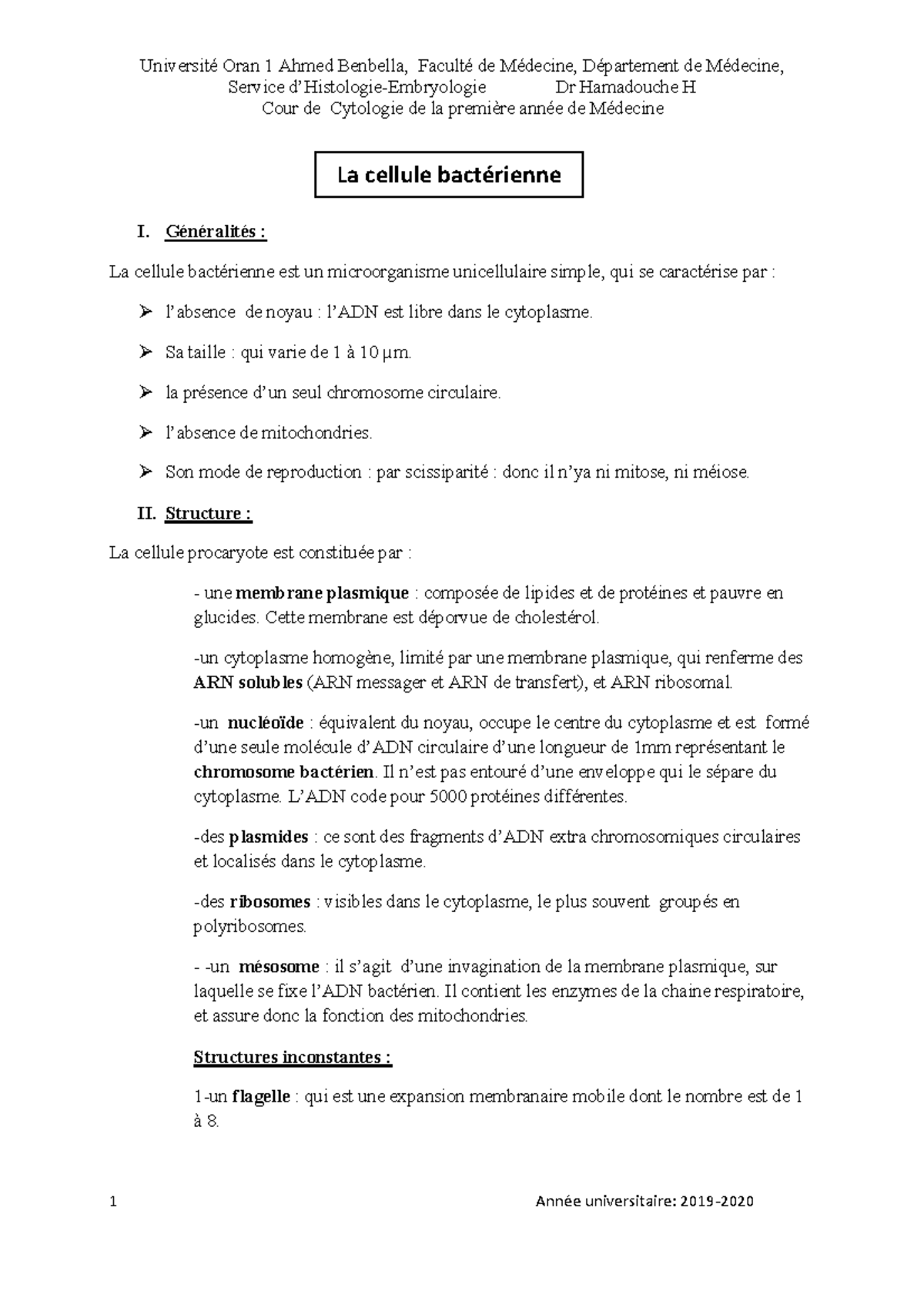 cellules Bactériennes - Warning: TT: undefined function: 32 Service d’Histologie-Embryologie Dr ...