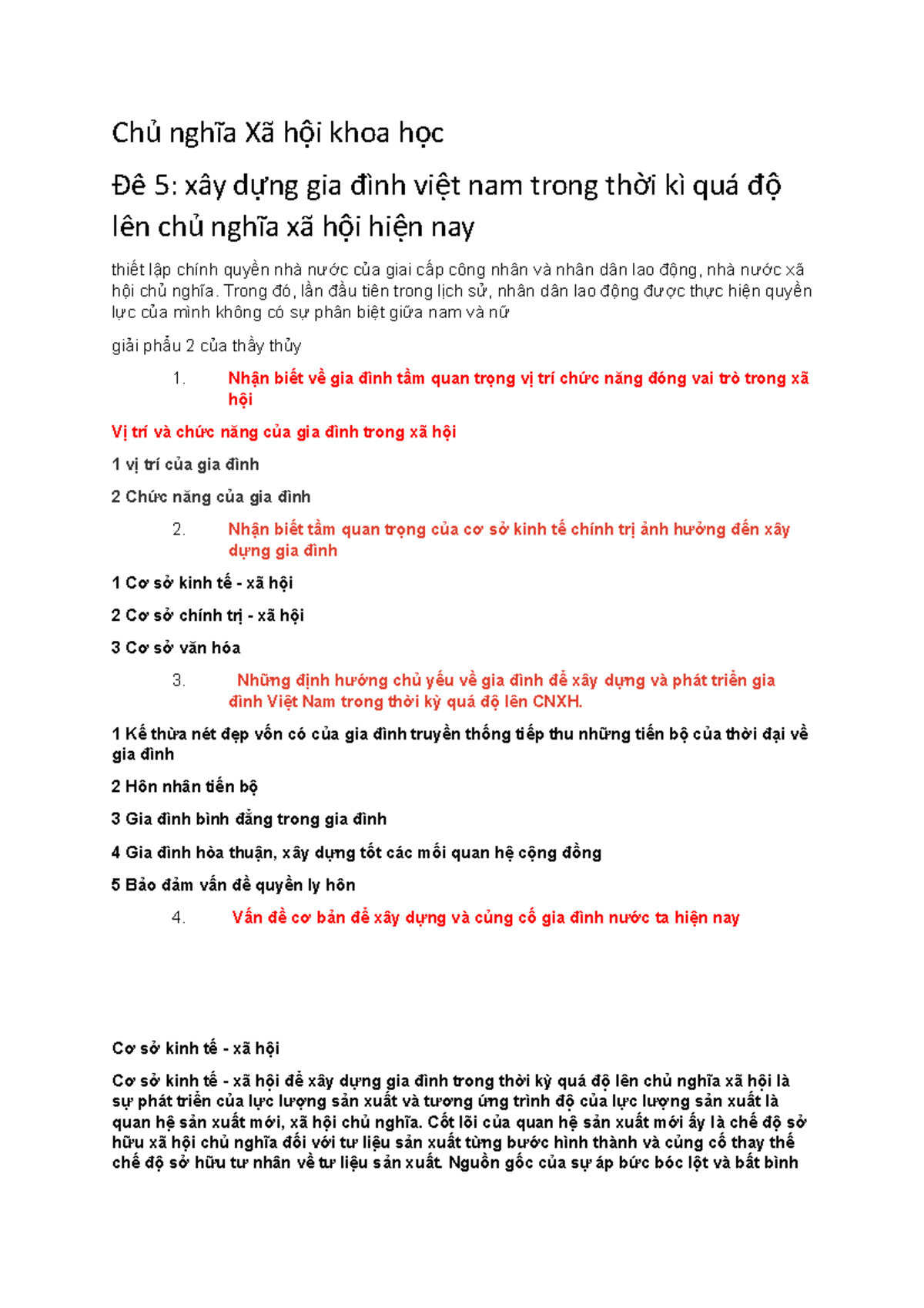 Chủ nghĩa Xã hội khoa học năm 1 - Chủ nghĩa Xã h i khoa h cộọ Đềề 5: xây d ng gia đình vi t nam ...