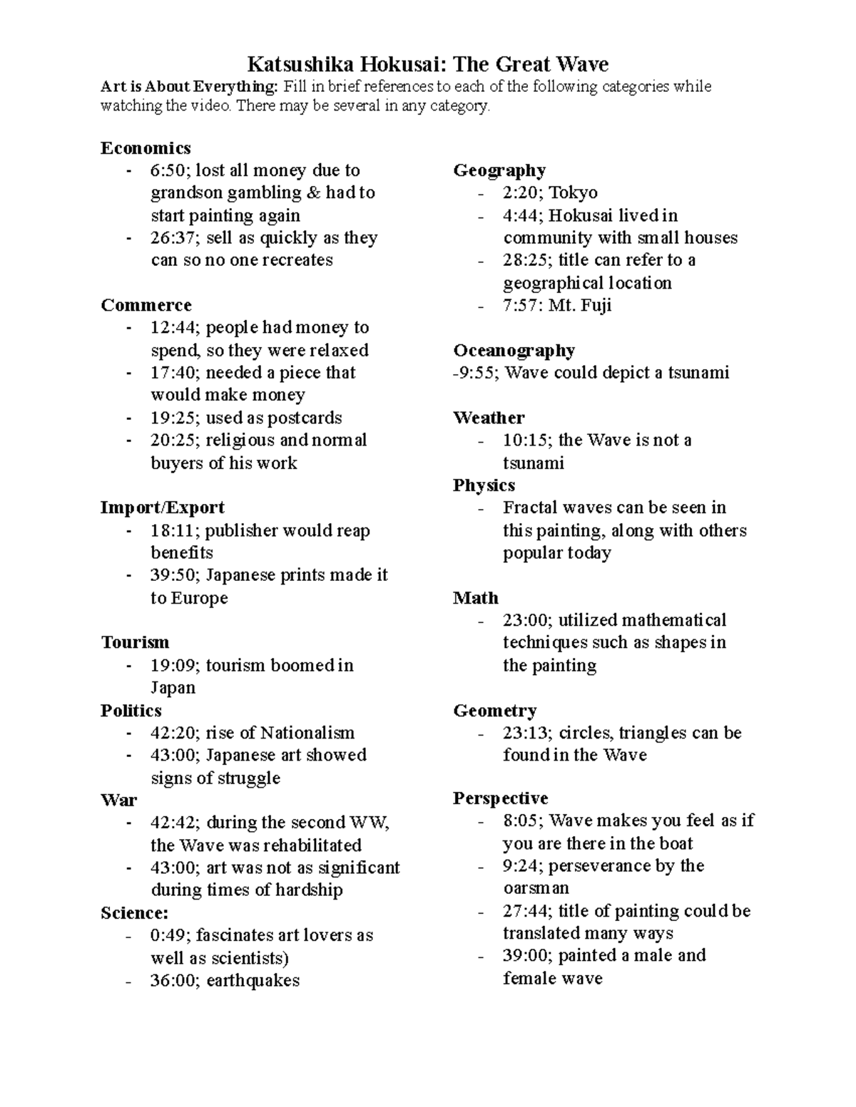 Hokusai worksheet copy - Katsushika Hokusai: The Great Wave Art is ...