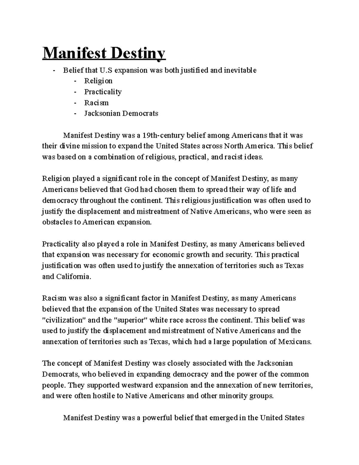 1 Manifest Destiny influence in today's society key questions ...