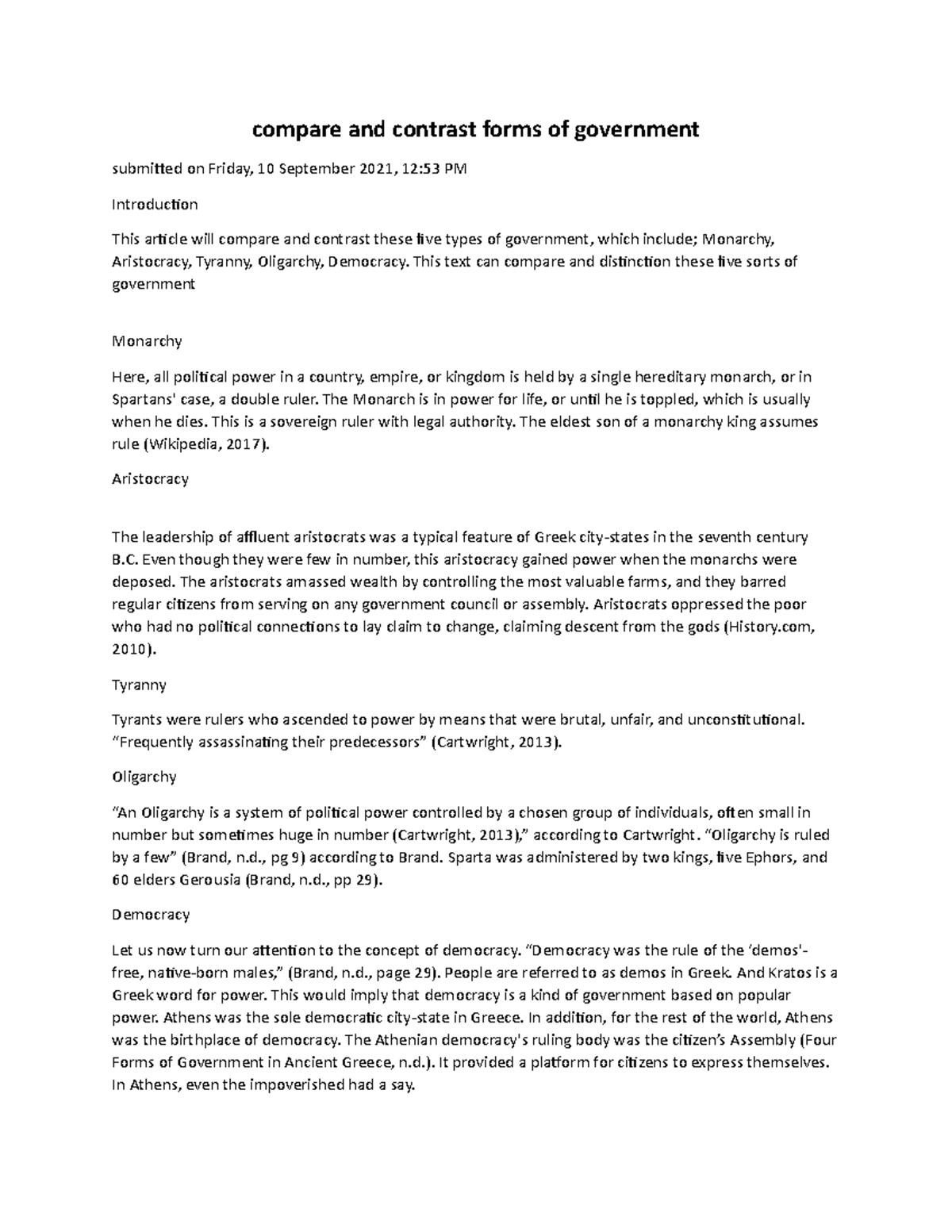 Compare and contrast forms of government - compare and contrast forms ...