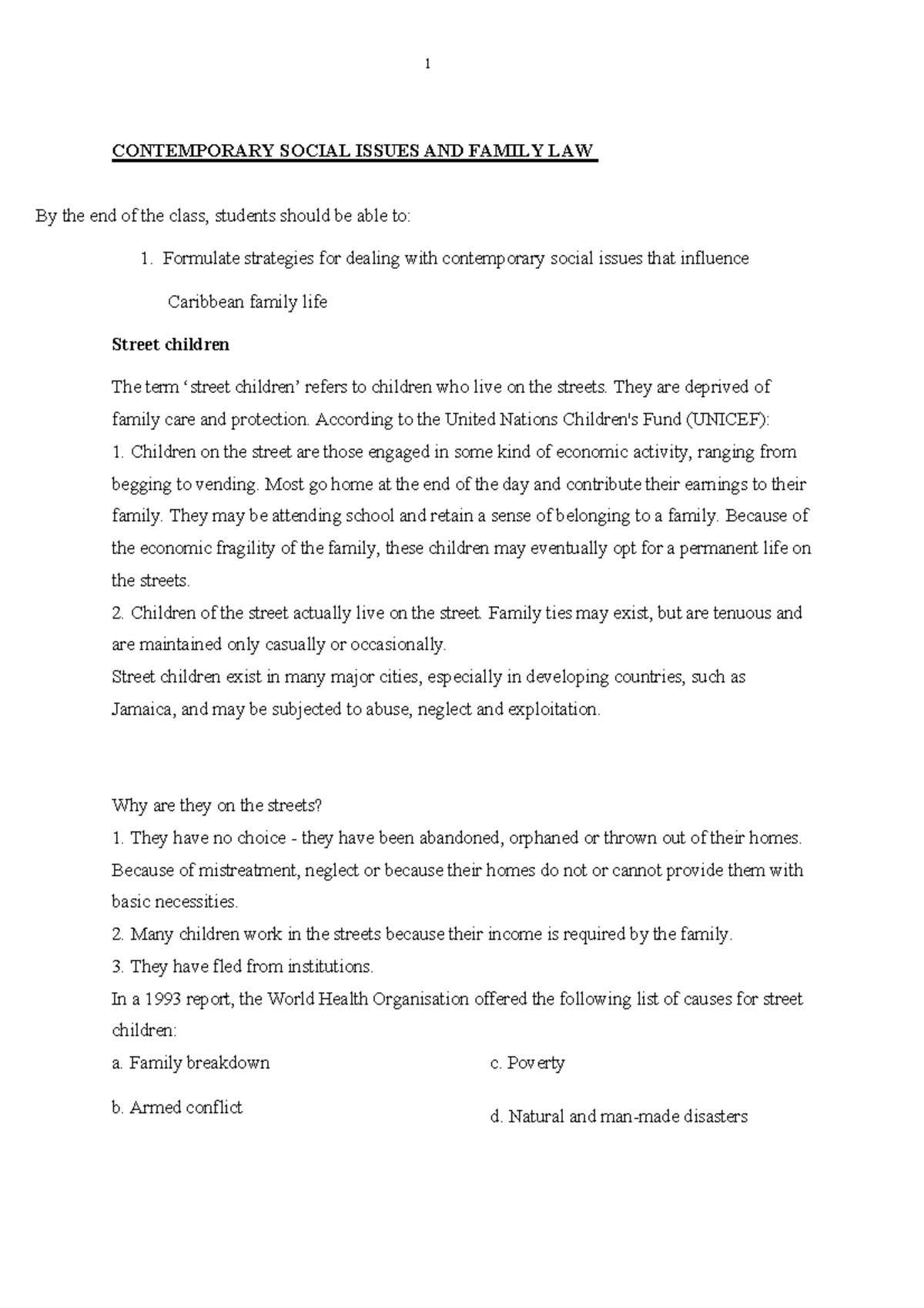 Street children and Contemporary Social Issues - 1 CONTEMPORARY SOCIAL ...