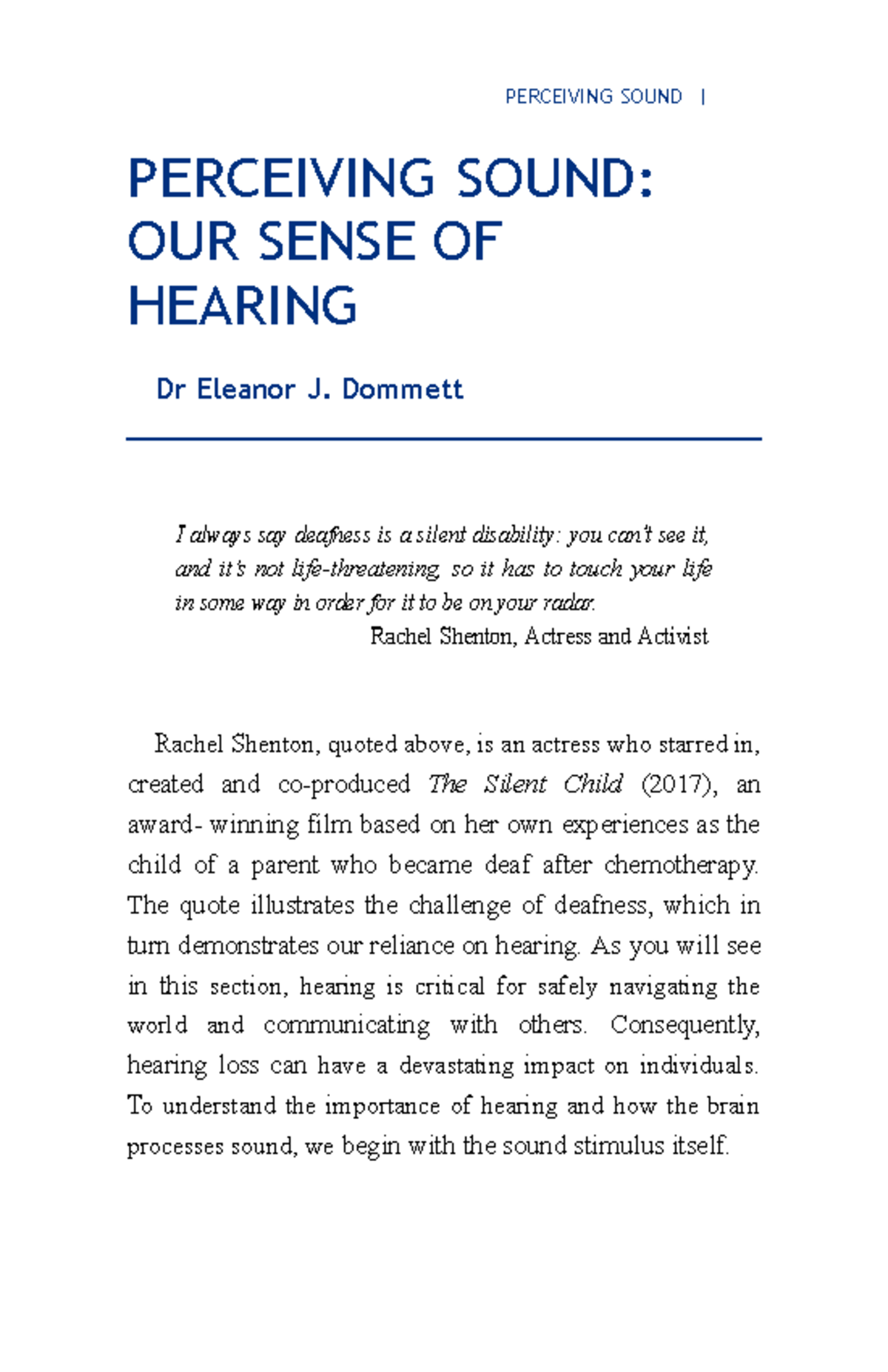 P2 - physical science - PERCEIVING SOUND: OUR SENSE OF HEARING Dr ...
