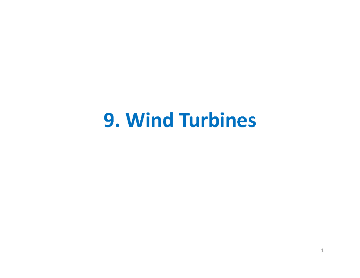9-wind turbine - Lecture notes 9 - 99. WindWind TurbinesTurbines 9.19 ...