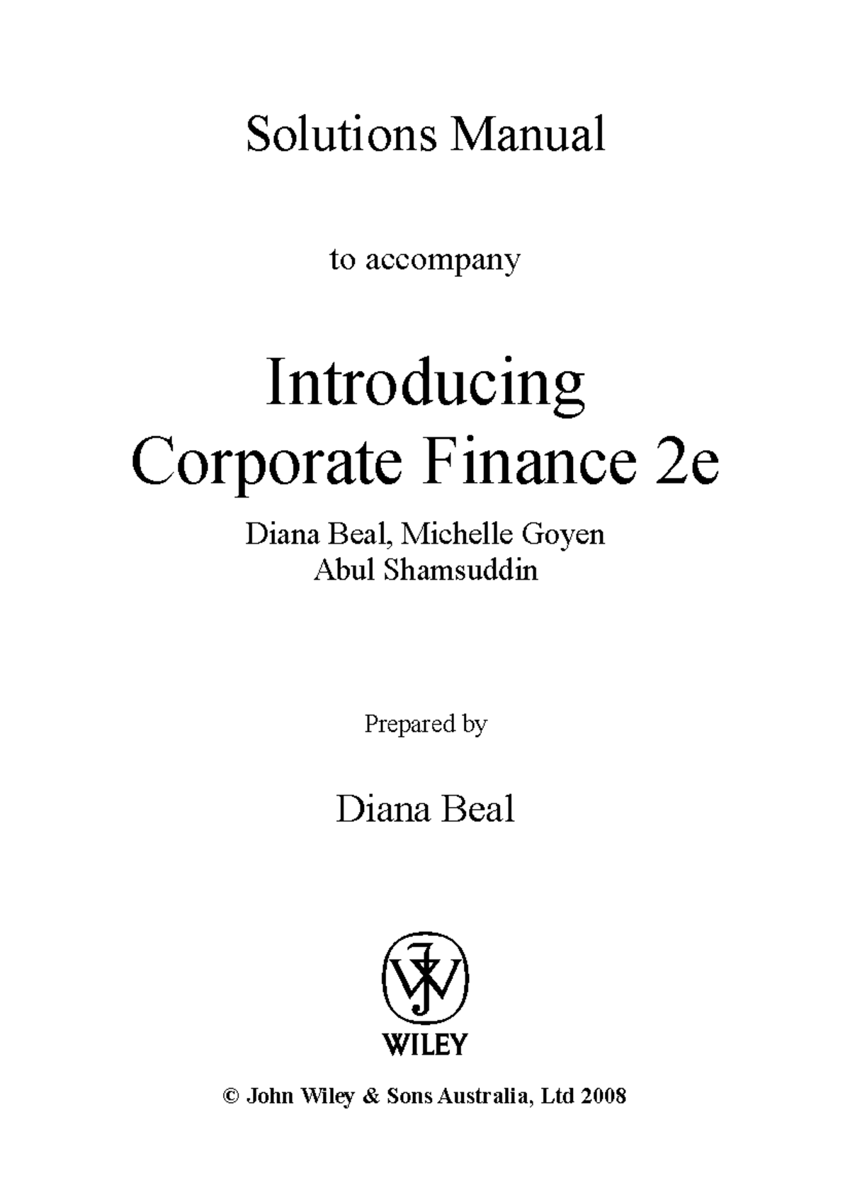 Ch01 2e - Second Edition Solution - Solutions Manual to accompany ...