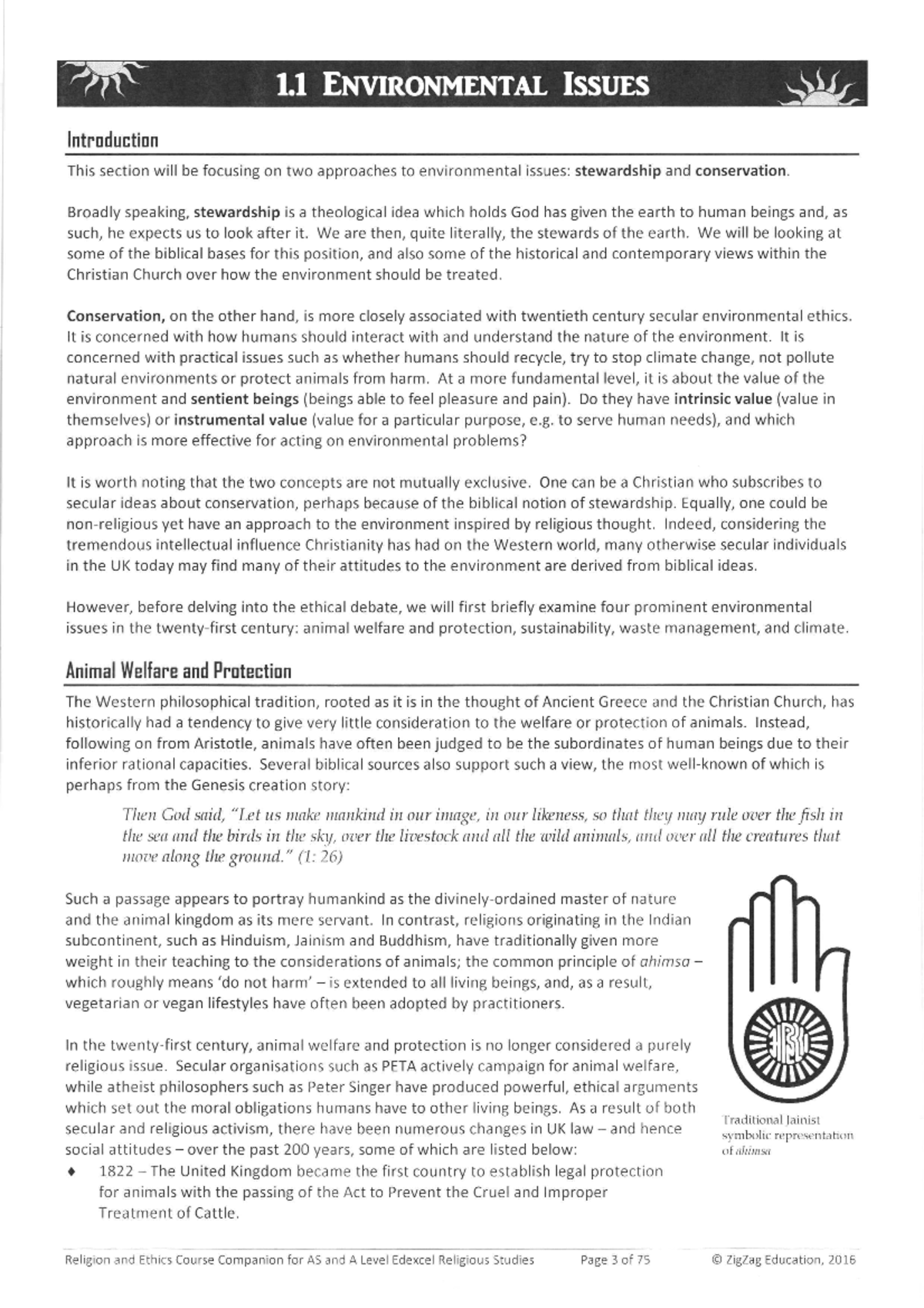 1.1 Environment Ethics Notes - ?OT 11 ENVIRONMENTAL ISSUES ...