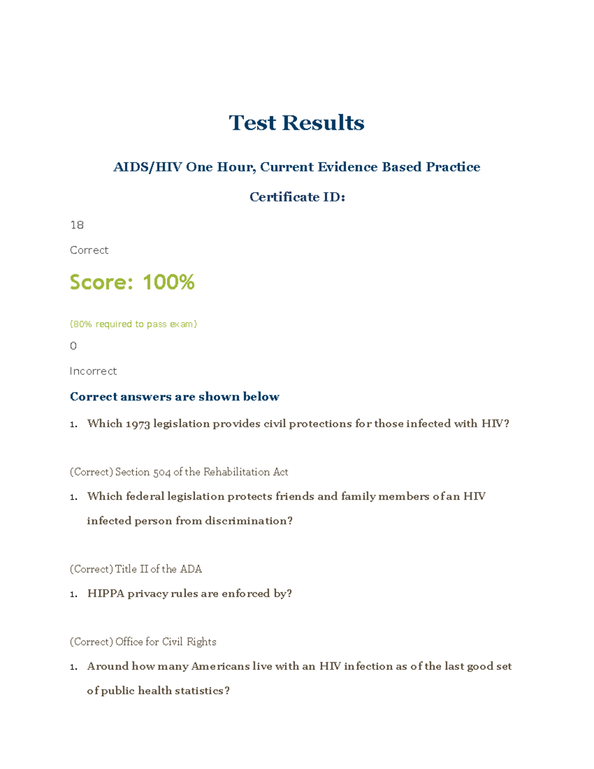 Ceufast Test Results AIDS HIV One Hour, Current Evidence Based Practice ...
