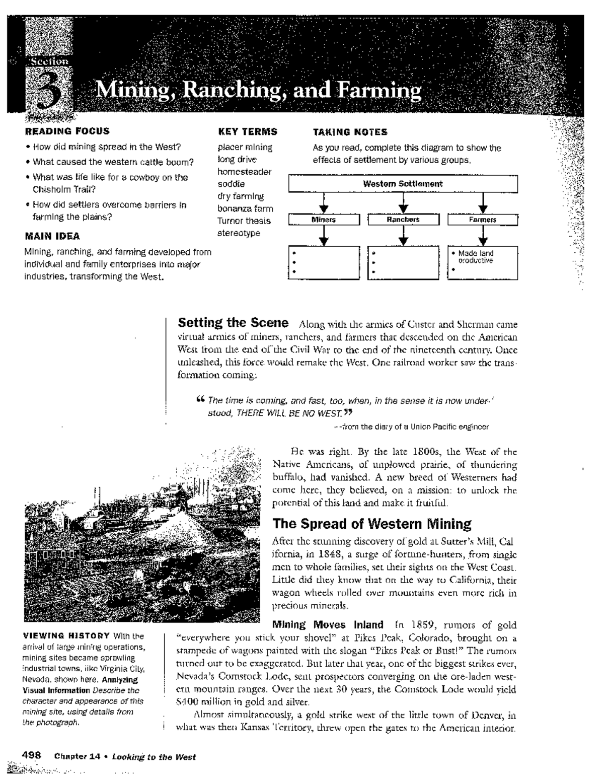 Mining, Ranching & Farming - tion READING FOCUS KEY TERMS TAKING NOTES ...