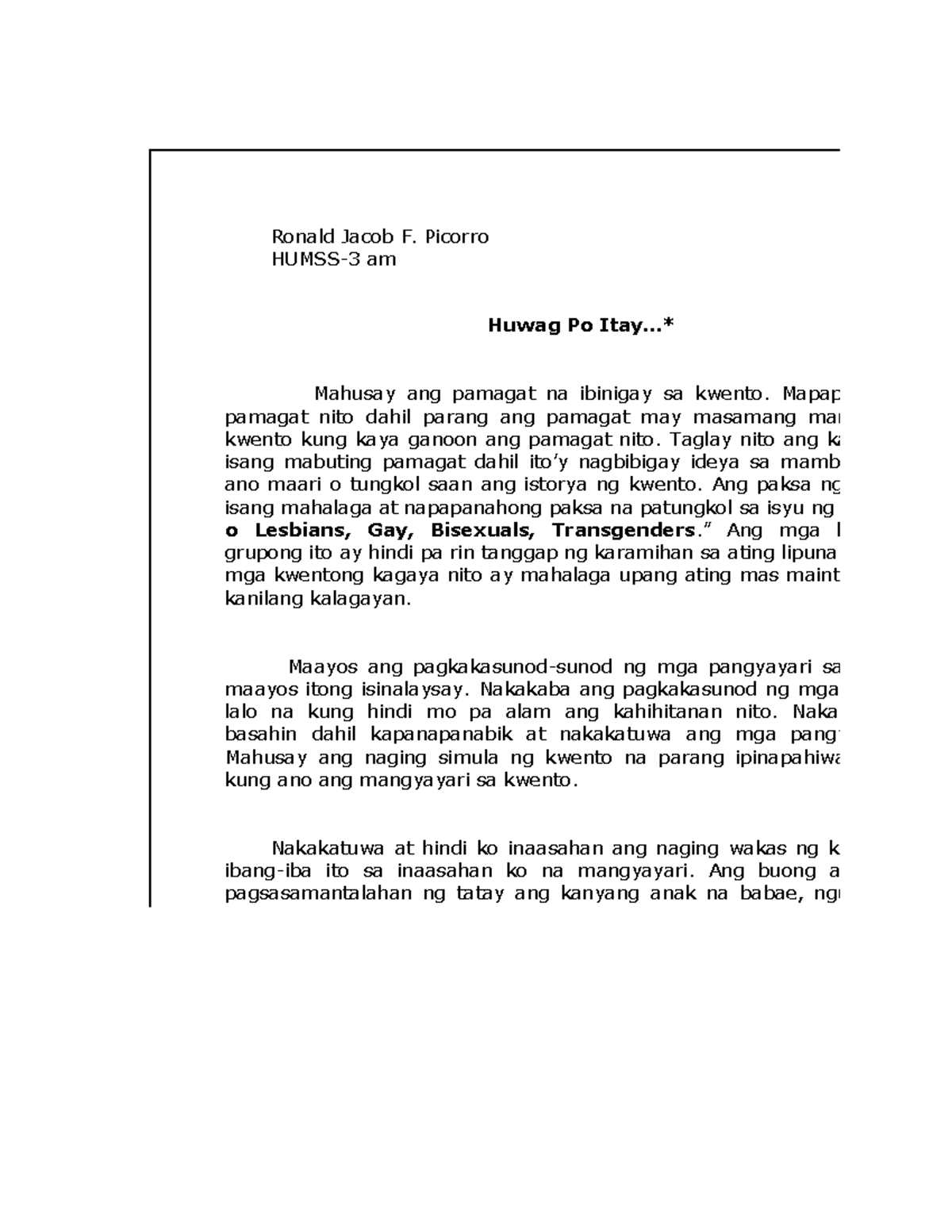 474056413-tekstooooo - Ronald Jacob F. Picorro Bb. Nilo HUMSS-3 am ...