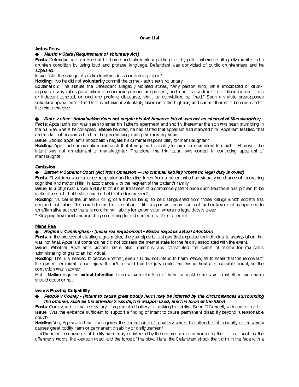 New case list - dsddsd - Case List Actus Reus Martin v State ...