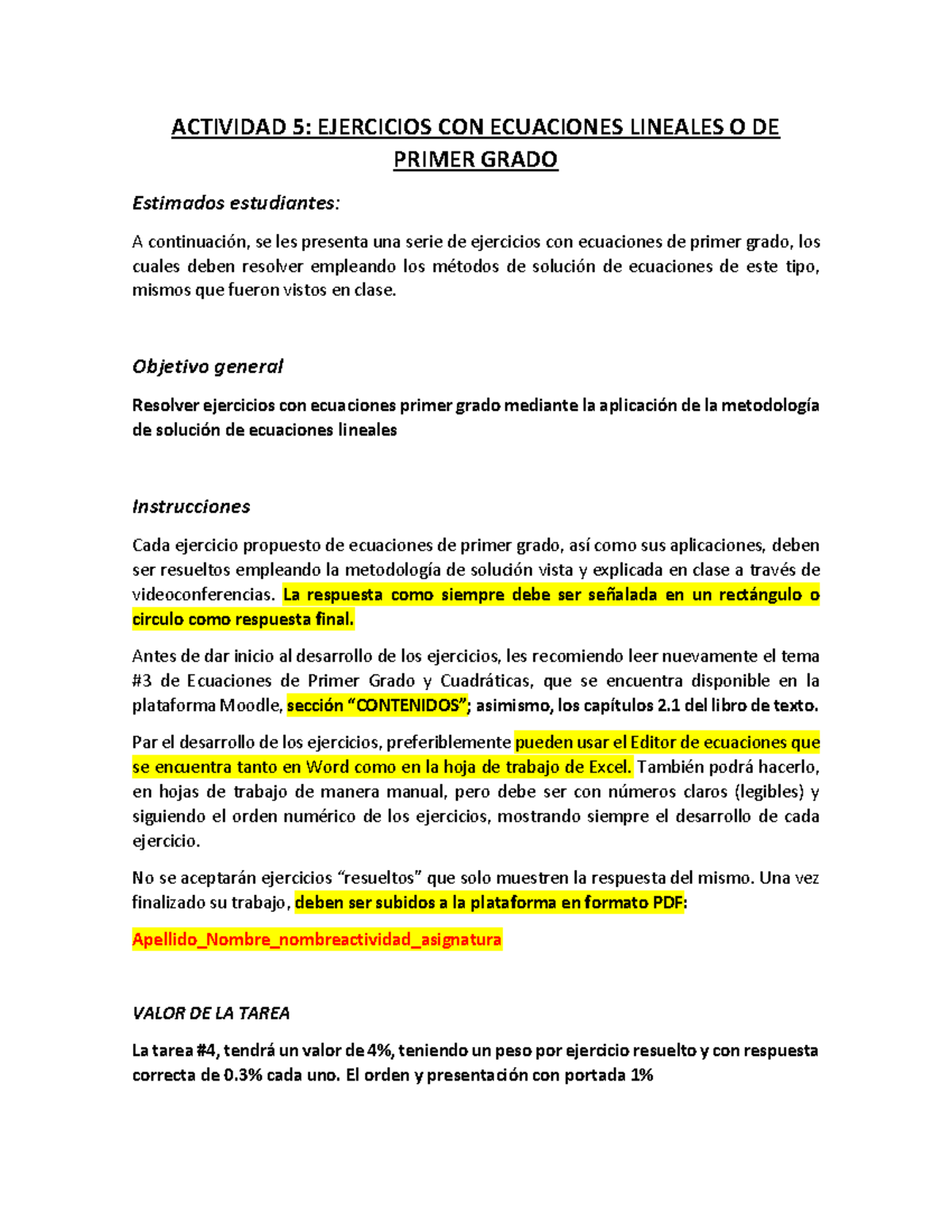 Actividad 5 Ecuaciones lineales 2-2022-Michael Cerrato-3190062 ...
