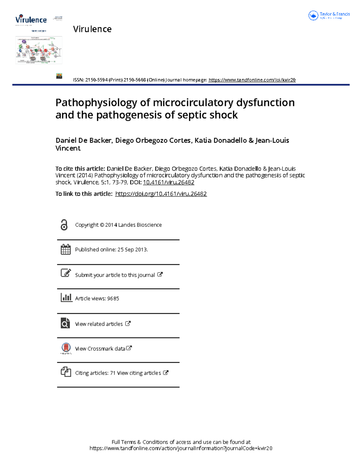 Pathophysiology Of Microcirculatory Dysfunction And The Pathogenesis Of