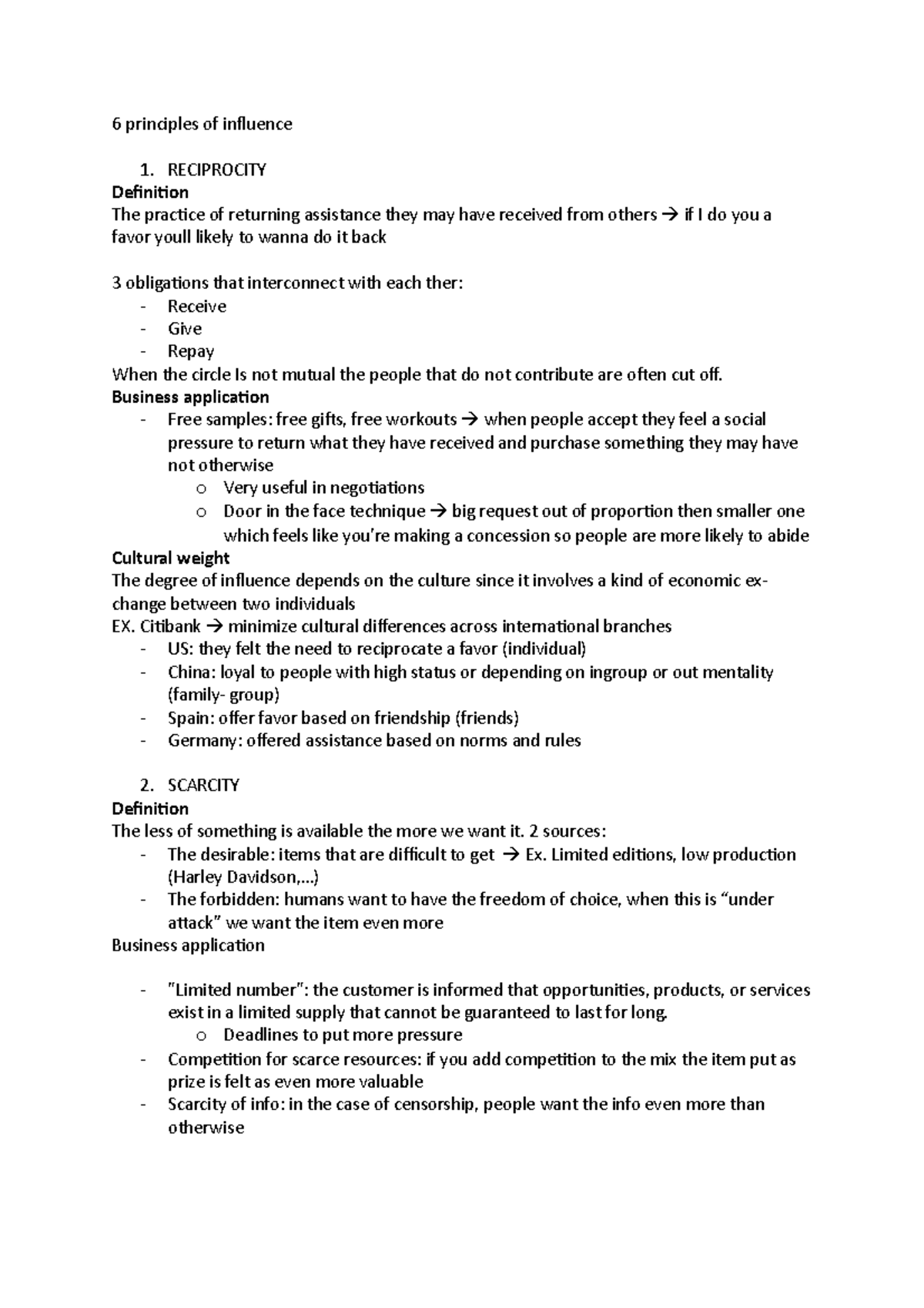 6 principles of influence - 6 principles of influence RECIPROCITY ...