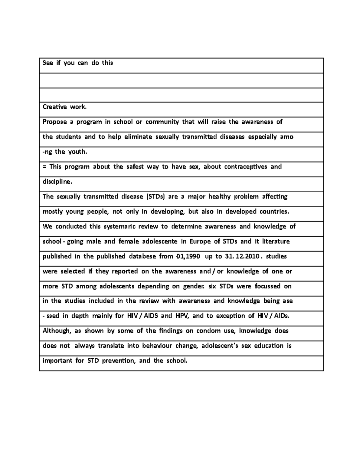 US lesson 7 - Study guide - See if you can do this Creative work ...