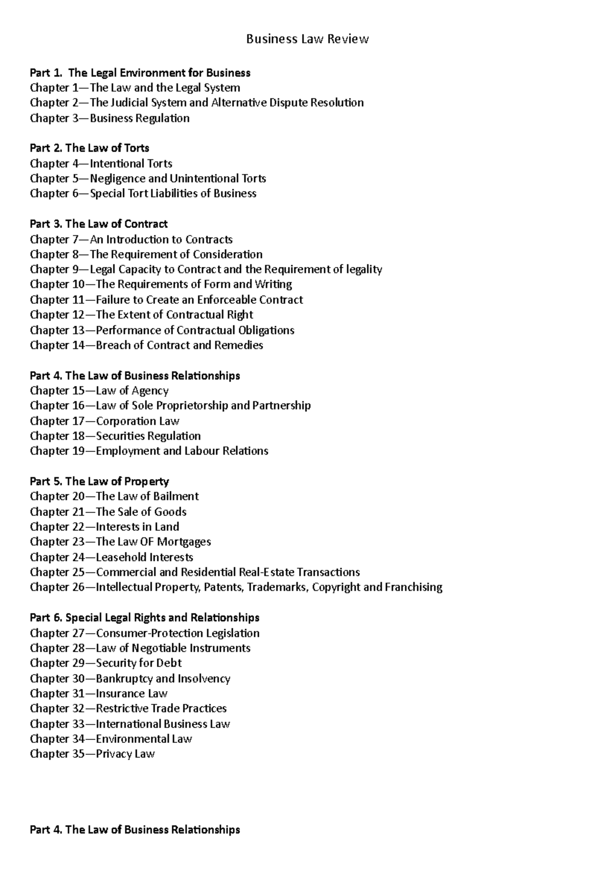Business Law chapter 15-16 summary - Business Law 1. The Legal ...