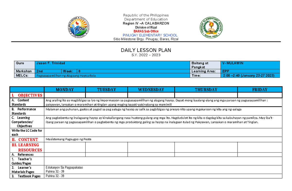 Grade 5 - Epp - week 6 - GHDbagrwhg - Republic of the Philippines ...