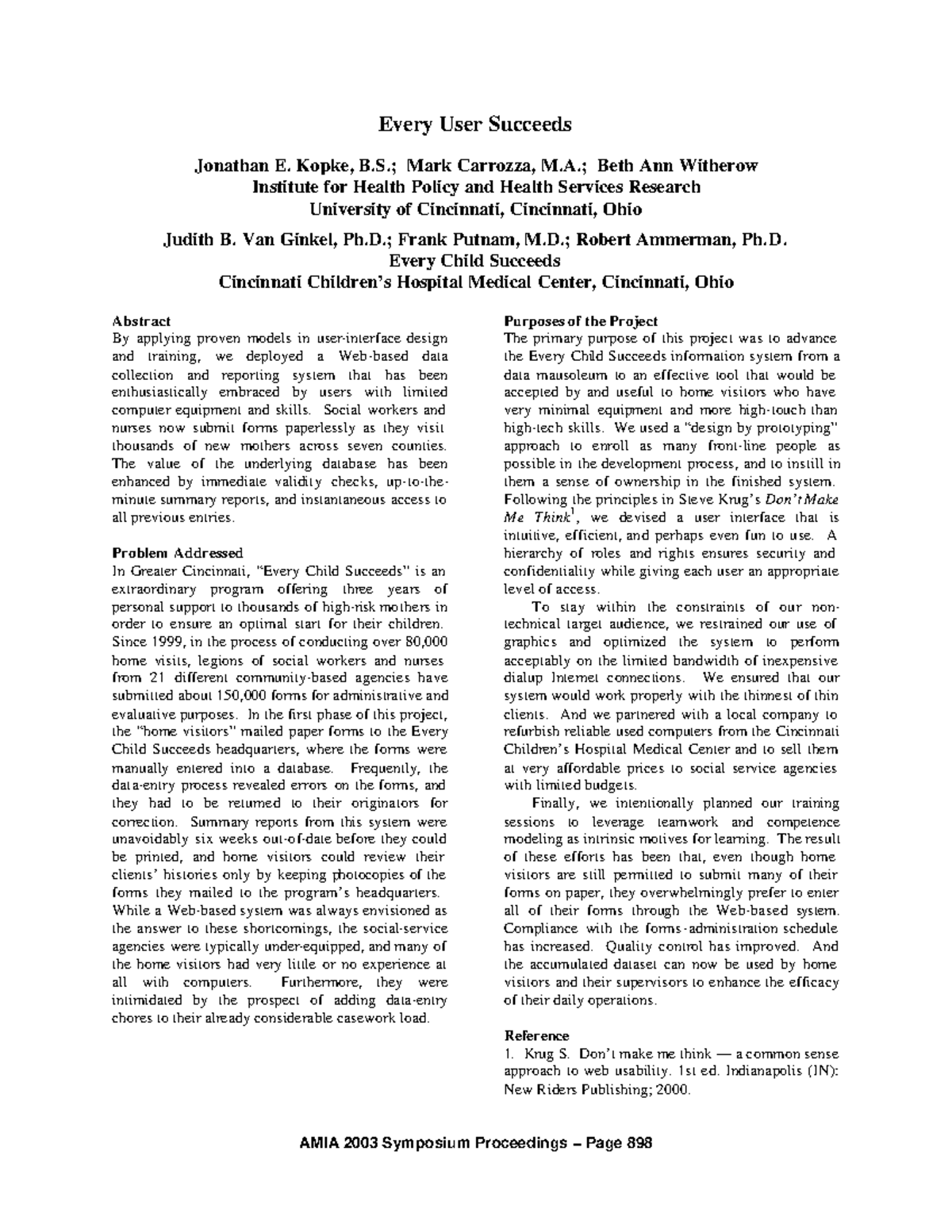 Every user succeeds - essays - Every User Succeeds Jonathan E. Kopke, B ...