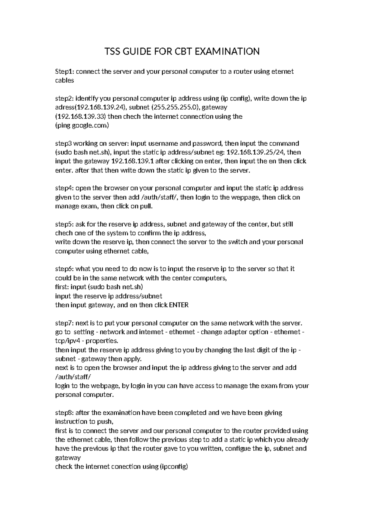 TSS Guide FOR CBT Examination - TSS GUIDE FOR CBT EXAMINATION Step1 ...