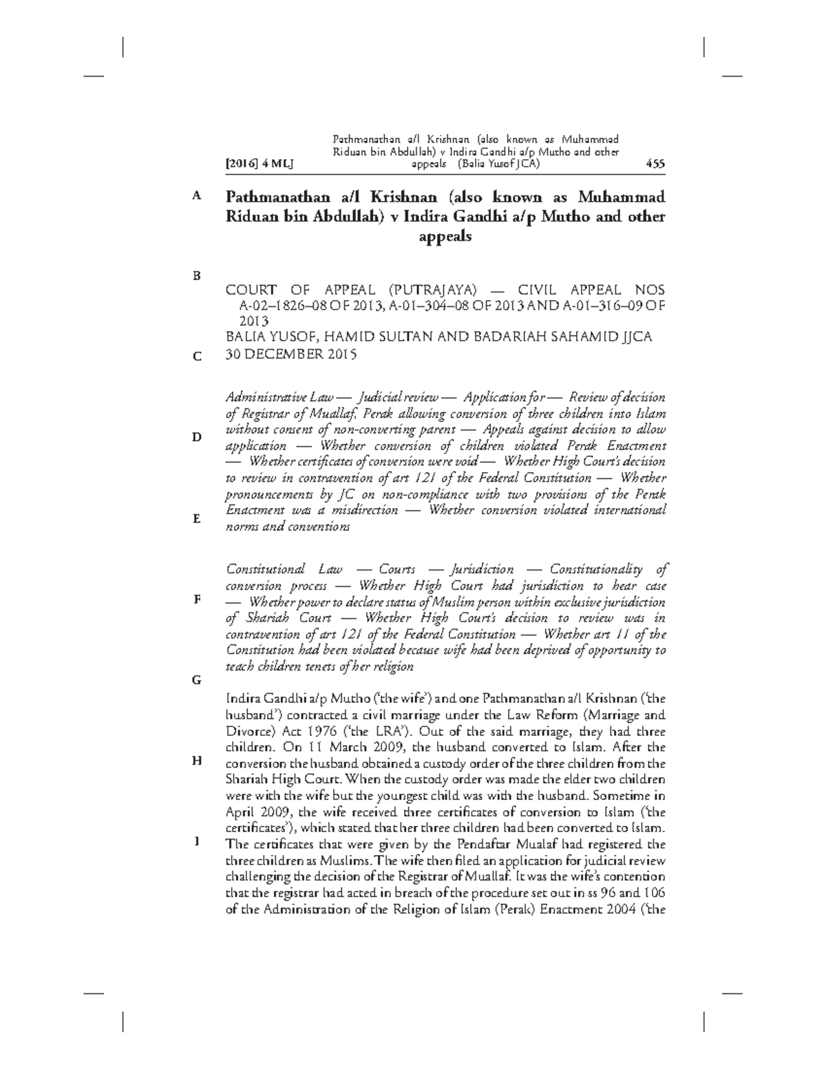 Pathmanathan al Krishnan (also known as Muhammad Riduan bin Abdullah) v ...